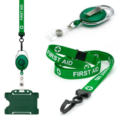 CKB LTD Green First Aid Lanyard with Retractable Clip and ID Badge ...