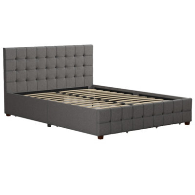CL ELIZABETH BED DOUBLE UK GREY LINEN 2BX