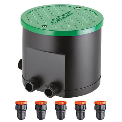 Claber 90829 Hydro 4 Four Zone Water Timer with 5 Hose Connectors Bundle