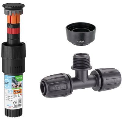 Claber Colibri 90210 360 degree Pop-Up Sprinkler, 3-Way Connector ...