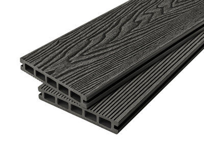 Cladco Charcoal Composite Decking Board, Reversible, 150x25mm, 4m