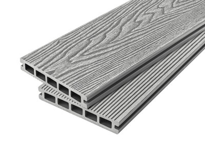 Cladco Light Grey Composite Decking Board, Reversible, 150x25mm, 4m