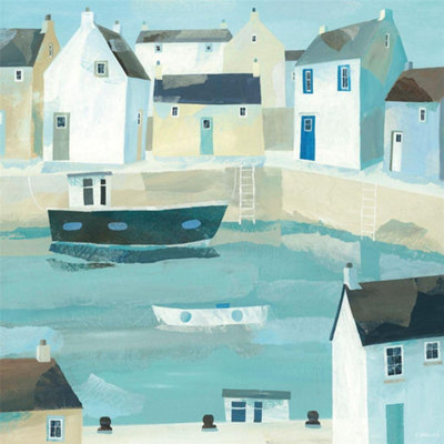 Claire Henley Little Harbour Canvas Print Multicoloured (60cm x 60cm)