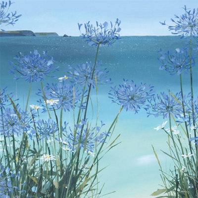 Claire Henley Summer View Of Gull Rock Canvas Print Blue/Green (40cm x ...