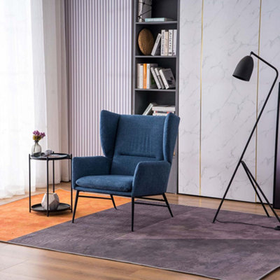 CLARA WING BACK FABRIC OCCASIONAL LIVING ROOM BEDROOM LINEN MODERN ...