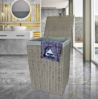 Clarisworld Laundry Clothes Basket with Lid, Lock and Removable Lining ...