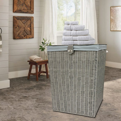 Clarisworld Laundry Clothes Basket with Lid, Lock and Removable Lining ...