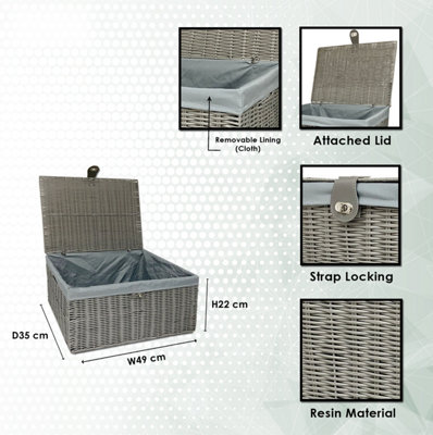 Clarisworld Resin Woven Hamper Basket Storage Chest Trunk Hamper/Kids ...