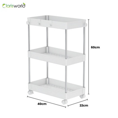 Clarisworld Storage Cart with 3 tier Rolling Utility Trolley with ...
