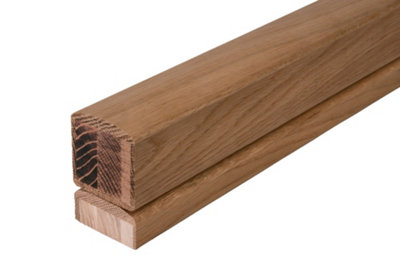 Clarity Glass Un-Grooved Oak Handrail and Base Rail Set 2400mm (L ...