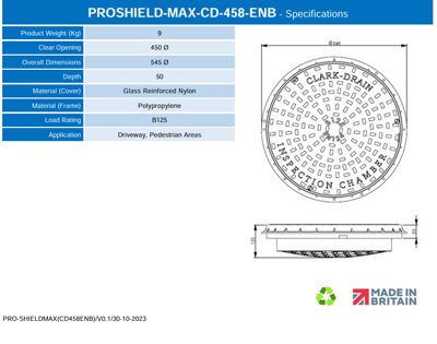 Clark Drain CD458 450mm Solid Top Composite Heavy Duty Driveway Round ...
