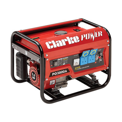 Clarke PG3800A EURO5 3kVA 230V Open Frame Petrol Generator | DIY at B&Q