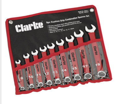 CLARKE SPANNER SET 9PC COMBINATION SOFT GRIP METRIC WRENCH RING 8-19MM ...