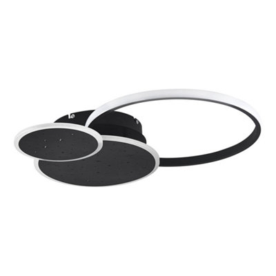 Classic Black 3-Ring LED Ceiling Light - White Illumination for Living ...