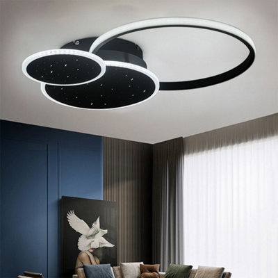 Classic Black 3-Ring LED Ceiling Light - White Illumination for Living ...