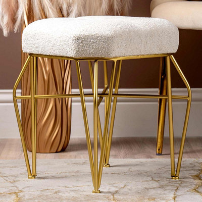 Classic Boucle Dressing Stool for Bedroom Furniture, Modern Accent ...