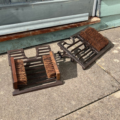 Classic Cast Iron Boot Jack, Scraper and Brush Double Pack