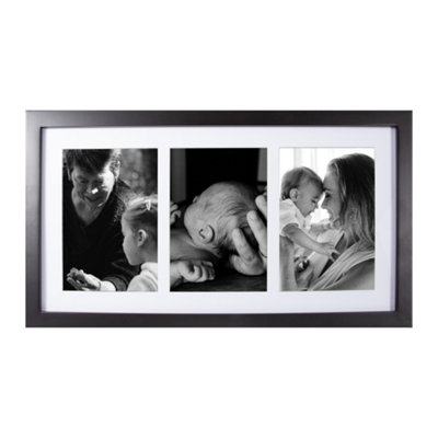 Classic Designer Mat Black MDF Triple Picture Frame Free Standing or ...