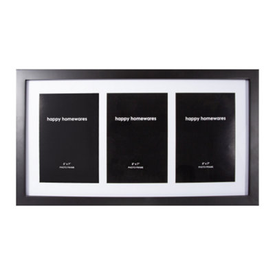 Classic Designer Mat Black MDF Triple Picture Frame Free Standing or ...