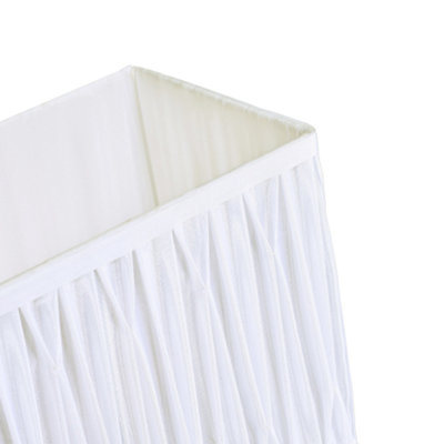 Classic Double Pleated Rectangular Lamp Shade with Ivory White Faux ...