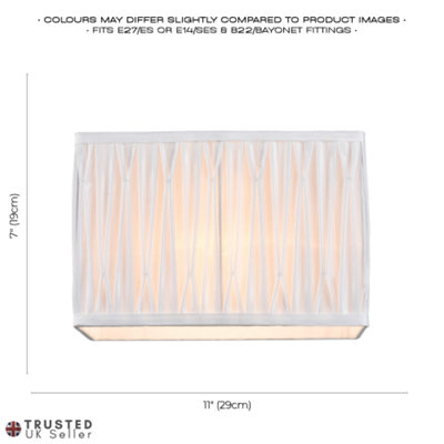 Classic Double Pleated Rectangular Lamp Shade with Ivory White Faux ...