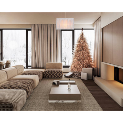 Classic Double Pleated Rectangular Lamp Shade with Ivory White Faux ...