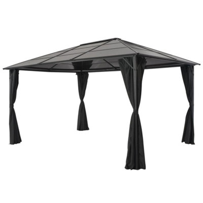 Classic Gazebo with Curtain Aluminium 4x3x2.6 m Black