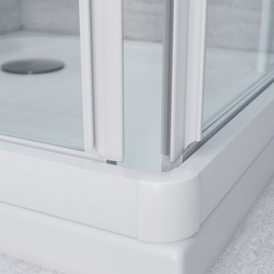 Classic Lite Framed Corner Entry Shower Enclosure White 900mm