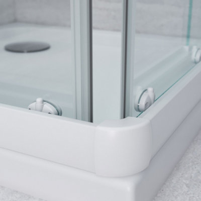 Classic Lite Semi-framed Corner Entry Shower Enclosure White 900mm