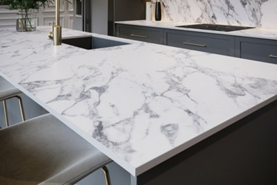 Classic Marble 2000mm x 610mm x 12mm Compact Laminate Worktop Modern ...