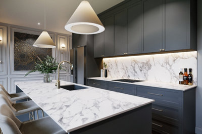 Classic Marble 2000mm x 610mm x 12mm Compact Laminate Worktop Modern ...