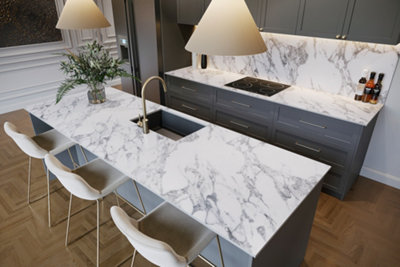 CLASSIC MARBLE 3050MM X 610MM X 12MM COMPACT LAMINATE WORKTOP MODERN ...