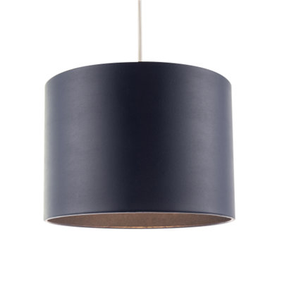 Classic Navy Blue Faux Leather Lamp Shade with Inner Cotton Lining