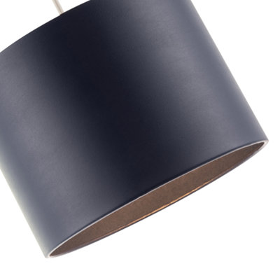 Classic Navy Blue Faux Leather Lamp Shade with Inner Cotton Lining