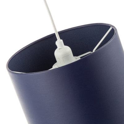 Classic Navy Blue Faux Leather Lamp Shade with Inner Cotton Lining