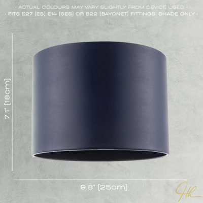 Classic Navy Blue Faux Leather Lamp Shade with Inner Cotton Lining