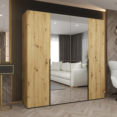 Classic Oak Artisan Hinged Door Wardrobe 200cm - Elegant Storage with ...