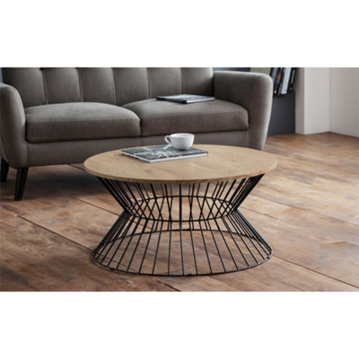 Classic Oak Round Wire Coffee Table