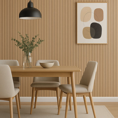 Classic oak slat wall panel 240cm x 60cm for media walls and feature walls