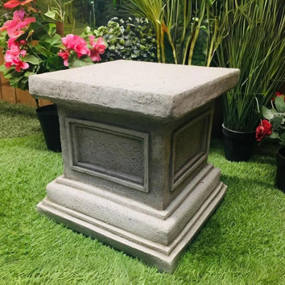 Classic Plain Stone Cast Garden Square Plinth