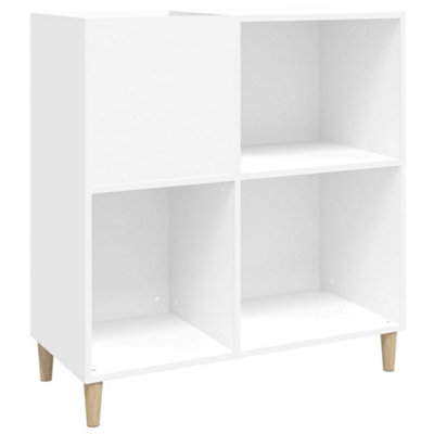 Classic Record Cabinet White 84.5x38x89 cm Engineered Wood