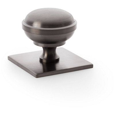 Classic Round Cabinet Door Knob & Matching Backplate - Dark Bronze 38mm ...