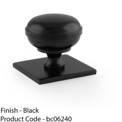Classic Round Cabinet Door Knob & Matching Backplate - Matt Black 38mm ...