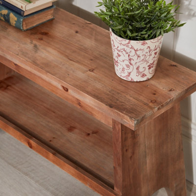 Shop Classic Rustic Pine Natural Wooden Shoe Storage with Bench 80Cm