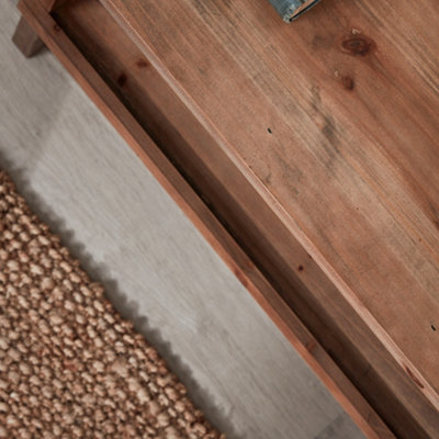 Classic Rustic Pine Natural Wooden Shoe Storage with Bench 80Cm