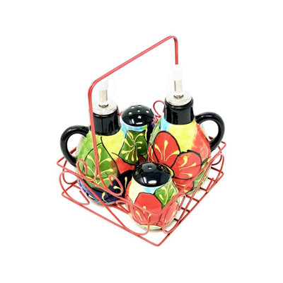Classic Spanish Hand Painted Pattern Kitchen Dining Condiment Rack (H ...