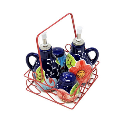 Classic Spanish Hand Painted Pattern Kitchen Dining Condiment Rack (H ...