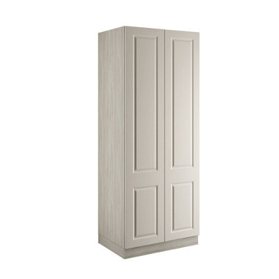 Classic Square Panel Taupe Grey Double Wardrobe with Single Rail ...