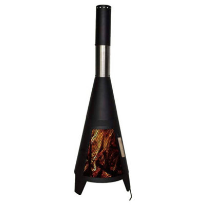 Classic Steel Chiminea (H) 120 cm, Outdoor Garden Chimnea Fire Pit Open ...