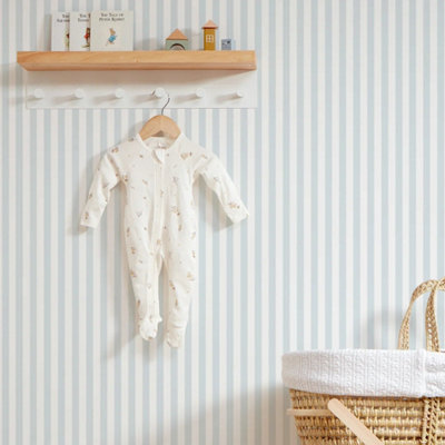 Classic Stripe Wallpaper in Powder Blue